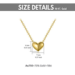 18K Sold Gold Heart Pendant Necklace for Women, You are Only One in My Heart, Forever Love Heart Jewerly for Her, 16"-17"