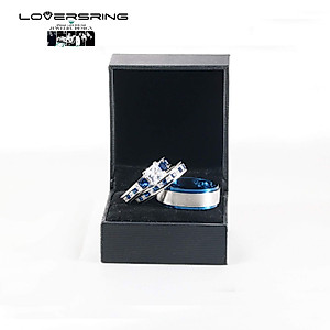 Bridal sets Wedding Ring Sets His And Hers Promise Ring Couples Bridal Sets Women 925 Sterling Silver Square Cz Man Titanium Wedding Bands