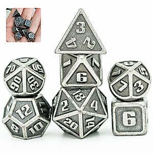 UDIXI Mini Dice DND Metal Dice Set, 10mm Tiny Small Metal D&D Polyhedral Dice Set for Dungeons and Dragons Role Playing Games (Silver)
