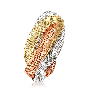 Ross-Simons Italian 14kt Tri-Colored Gold Mesh Ring. Medium (7-8)