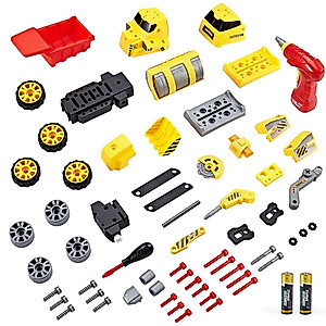 Think Gizmos 7 in 1 Take Apart Truck Car Toys with Electric Drill,Educational Toy Ideal Gift for Boys or Girls Age 3 4 5 6 7 STEM Construction Engineering Learning Toys Building Play Set for Kids
