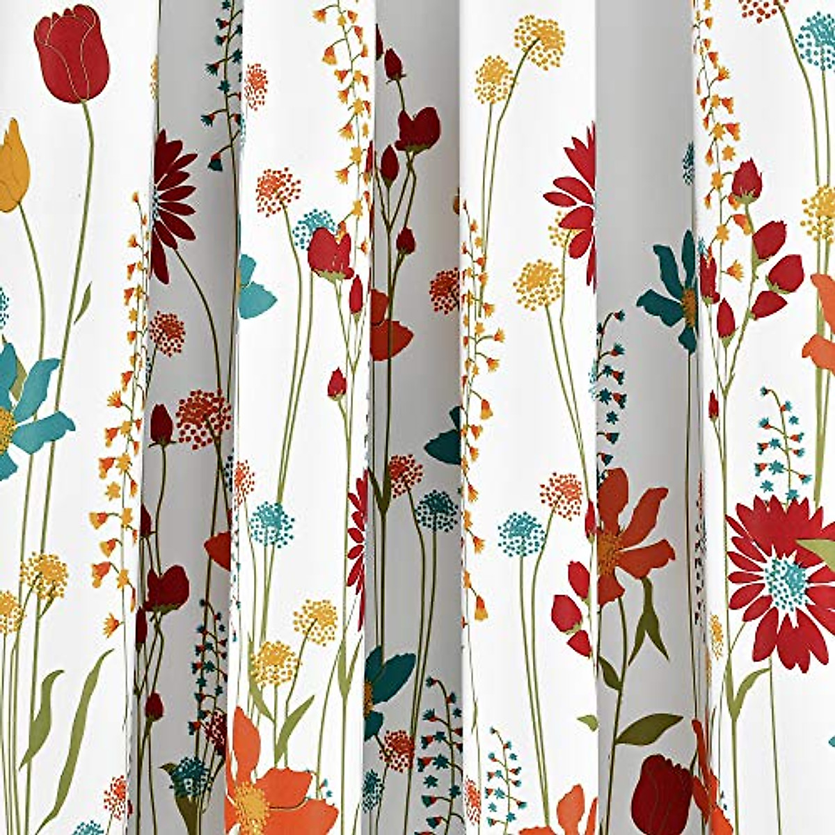 Lush Decor Clarissa Floral Room Darkening Window Curtain Panel Pair, 84" L x 52" W, Turquoise & Tangerine