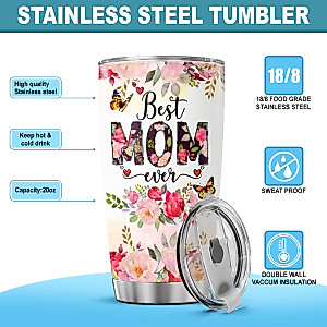 JENOIS Mom Ugly Children, Funny Coffee Mothers For Tumblers Mama Mother Insulated Day Cups Women Handle, Tumbler 20 Oz With Lid And Straw, Best Mom Ever Gifts