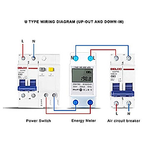 Single Phase Energy Meter 5-80A DDM15SC LCD Digital Display Din Rail Electronic Energy KWh Meter Embedded End Cover