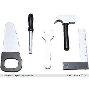 EasY FoxY ToY Kids-Construction-Tool-Set for Toddlers Age 3 4 5 Year Olds, Woodworking Pretend to Play Kit; Wood Building Box for Boys Toy; Children Birthday Gift Preschool Learning Playset