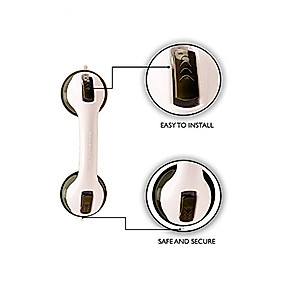 FChome Shower Wall Suction Cup Grab Bars,12 Inches Shower Handle Bar Offers Safe Grip with Strong Hold Suction Cup for Safety Grip Grab in Bathroom,Gray