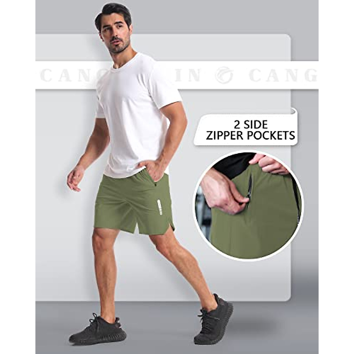 CANGHPGIN 2 Pack Mens Workout Athletic Shorts 7 inch Inseam Quick Dry Hiking Shorts Men Lightweight Sports Gym Shorts Running
