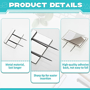 Amylove 20 Pcs Silver Cubicle Pins Partition Long Push Pins Fabric Clips Cubicle Name Plate Holders for Office Furniture Corkboard Fabric Mounting