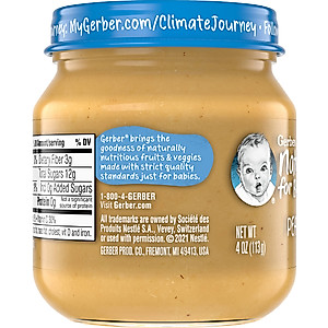 Gerber Natural for Baby 1st Foods Baby Food Jar, Pear, Made with Natural Fruit & Vitamin C, Non-GMO Pureed Baby Food, 4-Ounce Glass Jar (Pack of 10 Jars)