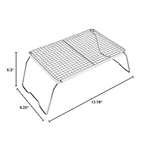 YETO Folding Campfire Grill 304 Stainless Steel Grate, Portable Heavy Duty Camping Grill with Legs Carrying Bag