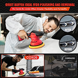 Cordless Car Buffer Polisher for Milwaukee M18 Battery(NO Battery),6 In Brushless Buffer Polisher Kit , 6 Variable Speed 5500RPM Orbital Polisher for Car Detailing Waxing,14PCS Polishing Accessories