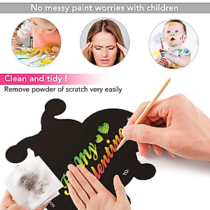 Valentines Cards for Kids 32Pack with Scratch Paper, Wooden Stylus, Envelopes, Temporary Tattoos, Rainbow Scratch Art Kids Valentines Cards Valentines Gifts for Boys Girls Classroom School Exchange