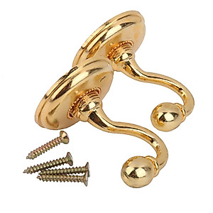 2 Pcs Metal Curtain Holdback, Curtain Tiebacks, Alloy Curtain Holders for Wall, Curtain Hooks, Wall Mounted Drapery Tiebacks with 4 Screws, Heavy Duty Decorative Curtain Hook (Gold)