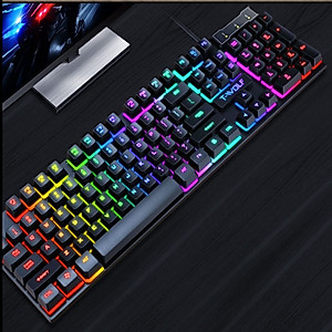 MatureGirl Wired Gaming Keyboard,Portable USB RGB Backlight Full Size Standard Keyboard and Ergonomic for Windows, Computers, PCs, and Notebooks (Black)