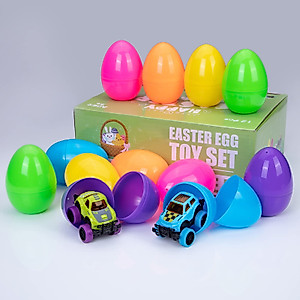 Lumiparty 12PACK Easter Eggs Prefilled with Alloy Pull Back Cars , Pullback Monster Vehicles Toys for Easter Party Favors, Easter Basket Stuffers, Easter Egg Fillers, Easter Eggs Hunt.