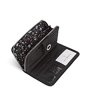 Vera Bradley Women's Performance Twill Turnlock Wallet With RFID Protection, Black, One Size