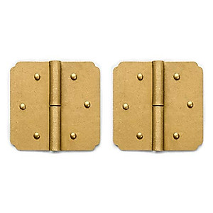 Hardware Philosophy Rounded Corner Brass Hinge 1.77 Inches - Set of 2 - Architectural, Interior Design, Doors, Furniture Cabinet Customization Hardware