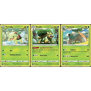 Torterra 008/172 Brilliant Stars - Rare - Evolution Pokemon 3 Card Lot - Grotle Turtwig