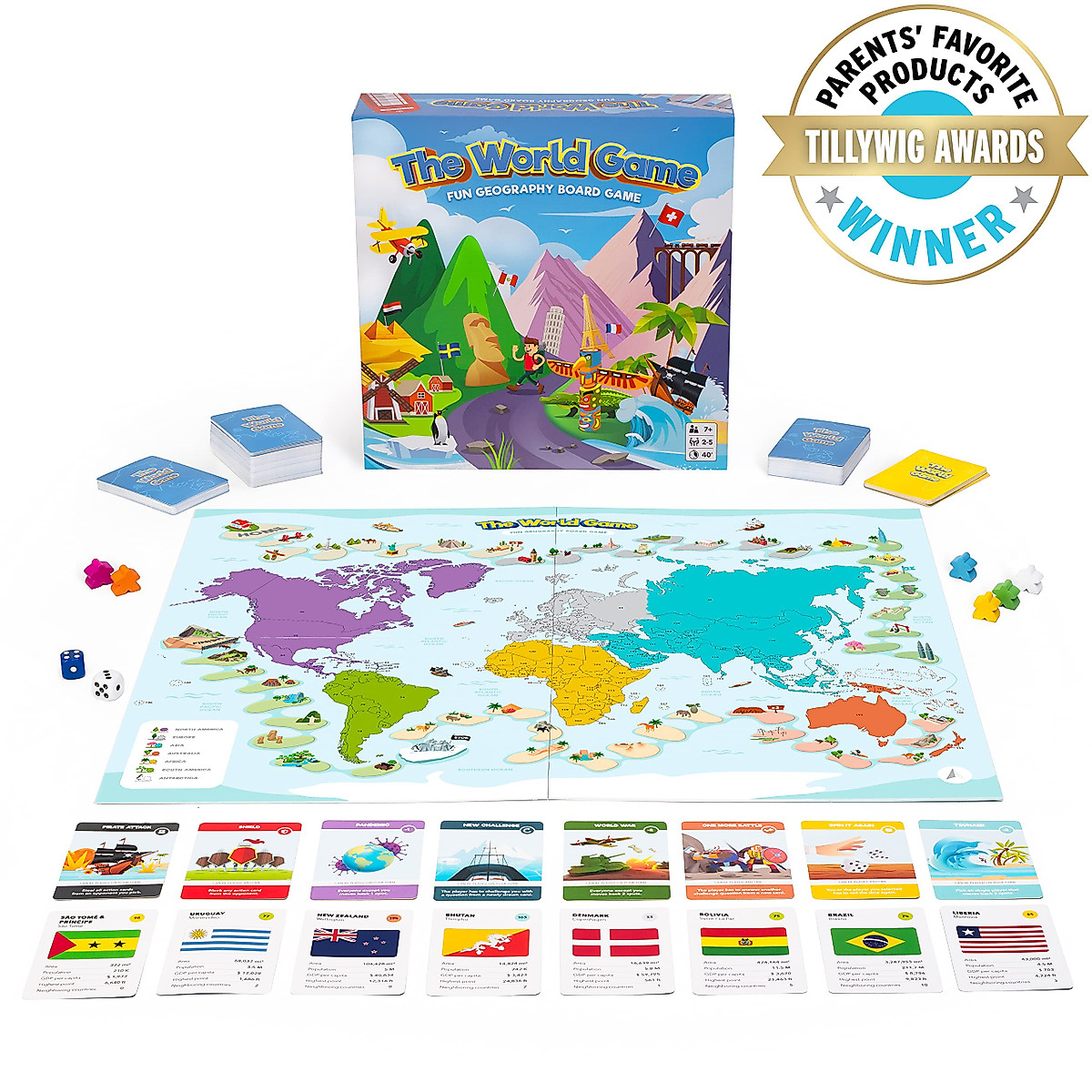 The World Game - Fun Geography Board Game - Educational Game for Kids & Adults - Cool Learning Gift Idea for Teenage Boys & Girls, 2-5 players