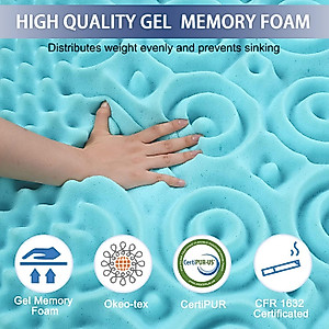 Askme Mattress Topper Full 3 Inch Zoned Cooling Gel Memory Foam with Bonus Breathable Cover,Air Flow Design｜US and Euro Certified, Full Size 3"