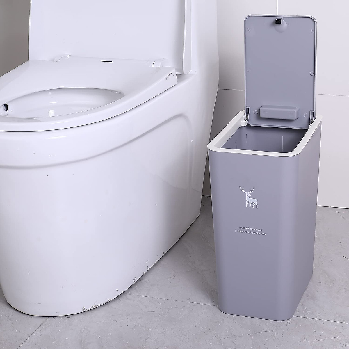 Sooyee 14 litres Bathroom Trash Can with Lid,3.7 Gallon Kitchen Garbage can for Powder Room,Bedroom,Kitchen,Bathroom,Craft Room,Office,Black