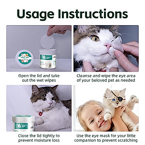 MANON ROSA Eye Care Kit for Dogs Cats for Post-Surgery Care Pet Cleaning Sensitive Eyes(130ct Wipes & 2 Eye Patches) - Ultimate Solution for Alleviating Eye Discomfort (Small,02)