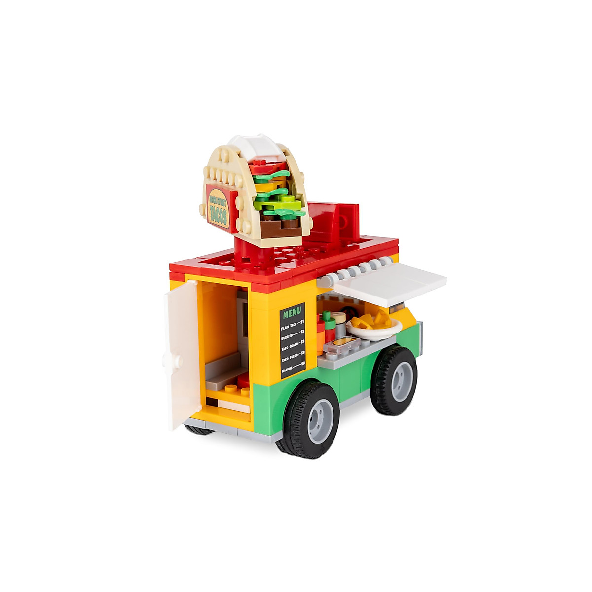 Brick Loot Taco Truck Toy Building Block Set with Spinning Street Sign, for Adults & Kids Age 6+, 100% Compatible with Lego and Other Major Brands, Custom-Designed Toy Building Set Model, 185 Pieces