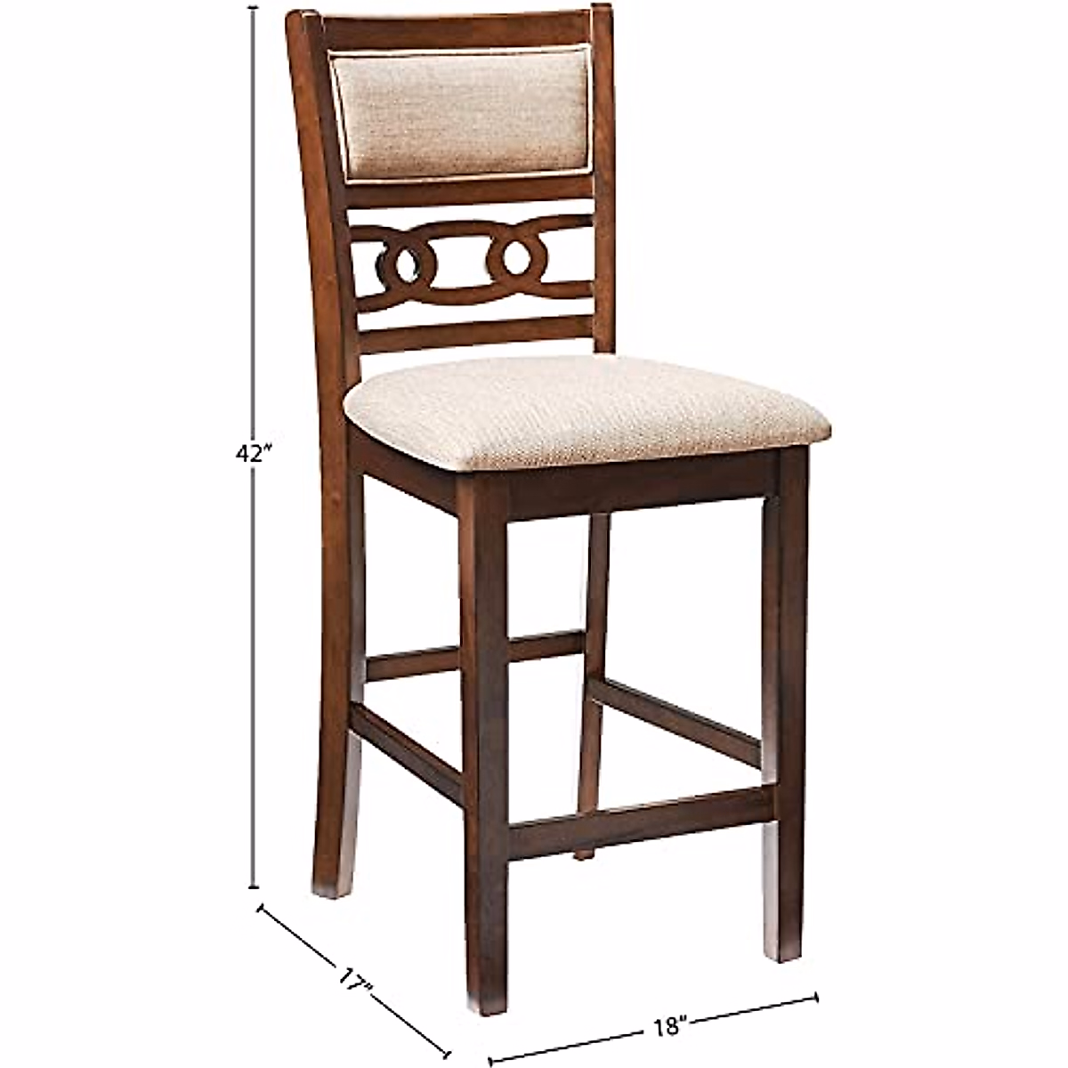 New Classic Furniture Gia 5-Piece Round Counter Height Set with 1 Dining Table and 4 Chairs, 42.25", Cherry