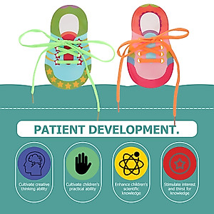 NUOBESTY Learn to Tie Shoes Children Shoelace Threading Teaching Toys Early Educational Teaching Aids, 4 Pieces