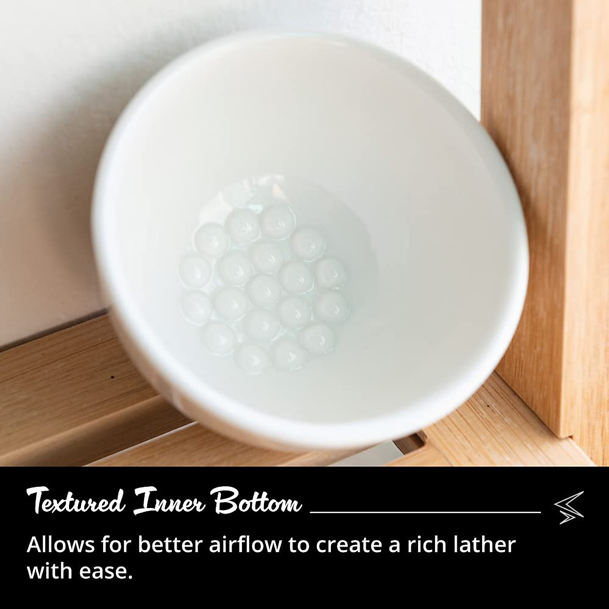 ROYAL SHAVE Ceramic Textured Shaving Bowl – Shave Soap & Shaving Cream Dish, Textured for Rich Lather (White)