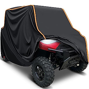 UTV Cover 4 Seater, StarknightMT Waterproof Anti-UV Cover Compatible with Polaris Ranger Crew 1000 900 570 800 General RZR Talon Teryx 4-Door with Reflective Strips Heavy-duty 420D Cover