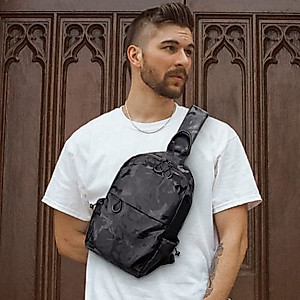CANTLOR Men Small Sling Bag Crossbody Backpack Travel Daypacks Chest Pack Lightweight Outdoor Shoulder Bag One Strap