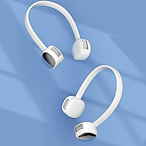 Bemodst Portable Neck Fan, 2000 mAh Battery Operated Wearable Personal Fan, Leafless, Rechargeable, Headphone Design, USB Powered Desk Fan,3 Speeds-white