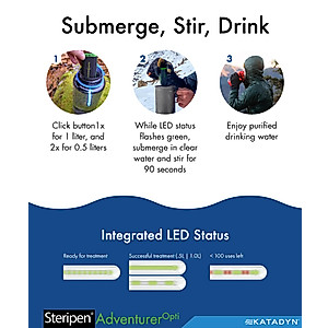 SteriPEN Adventurer Opti UV Personal Water Purifier for Camping, Backpacking, Emergency Preparedness and Travel