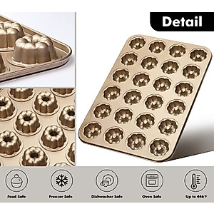 Webake Mini Fluted Tube Cake Pan, 24-Cup Non-stick Bite Size Bundtinis Petite Fluted Cake Mold Heavy Gauge Carbon Steel Baking Tray Set of 2