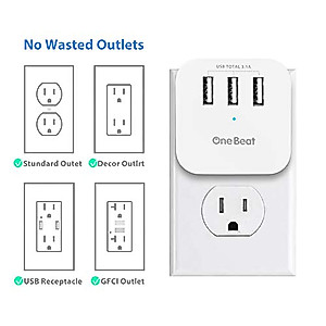 Multi Plug Outlet Adapter, Cruise Power Strip No Surge Protector with USB Outlets, USB Wall Charger with 3 Outlets 3 USB Ports(3.1A), Wall Plug Outlet Extenders for Travel Home Office