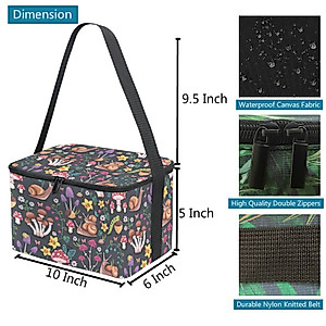 ZZXXB Snail Mushroom Floral Insulated Lunch Bag Cooler Reusable Lunch Box School Office Travel Picnic Tote Bag for Women Men Kids