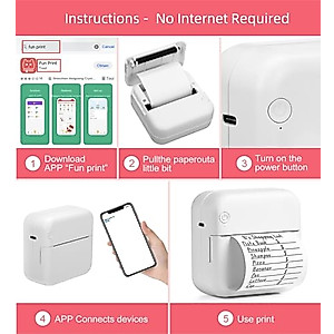 Operitacx Mini Sticker Printer, Portable Mini Thermal Printer with 10 Rolls Paper 5 Pens, Print Pod Inkless Pocket Printer for Notes Pictures, Compatible with Android & iOS