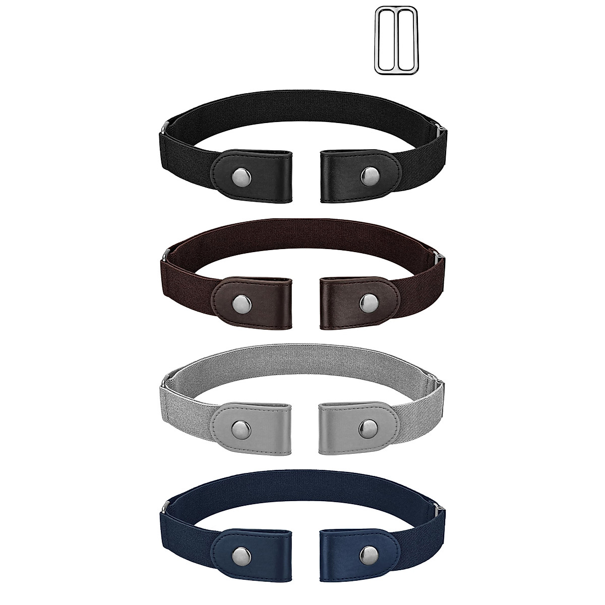 maikun 4P Belt No Buckle Women/Men Stretch Belt, Invisible Elastic strap for Jeans Pants Dresses, Waist size 24-50''