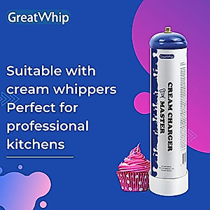 GreatWhip 615 garm Whipped Cream Chargers 0.99 Liter Pure N2O Whip Cream Charger Cylinder (3 Cylinders)