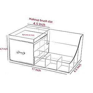 Clear Makeup Organizer With Drawers,Stackable Cosmetic Storage Display Case for Vanity,Bathroom Counter or Dresser,Countertop Holder for Lipstick,Brushes,Lotions,Eyeshadow,Nail Polish and Jewelry