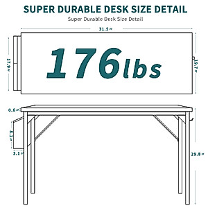 SMUG Computer Desk 32 Inch Home Office Writing Wood Desk Storage Bag & Headphone Hook Small Spaces Simple Bedroom Work Study Kids Table, White