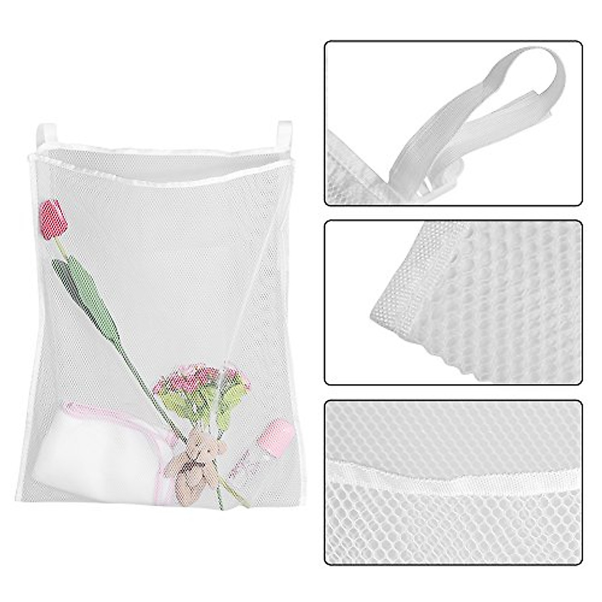 Natudeco Baby Bedside Hanging Storage Bag Hanging Diaper Caddy Organizer Mesh Large Capacity Caddy Organizer Nursery Storage Stacker for Baby Cribs and Toys