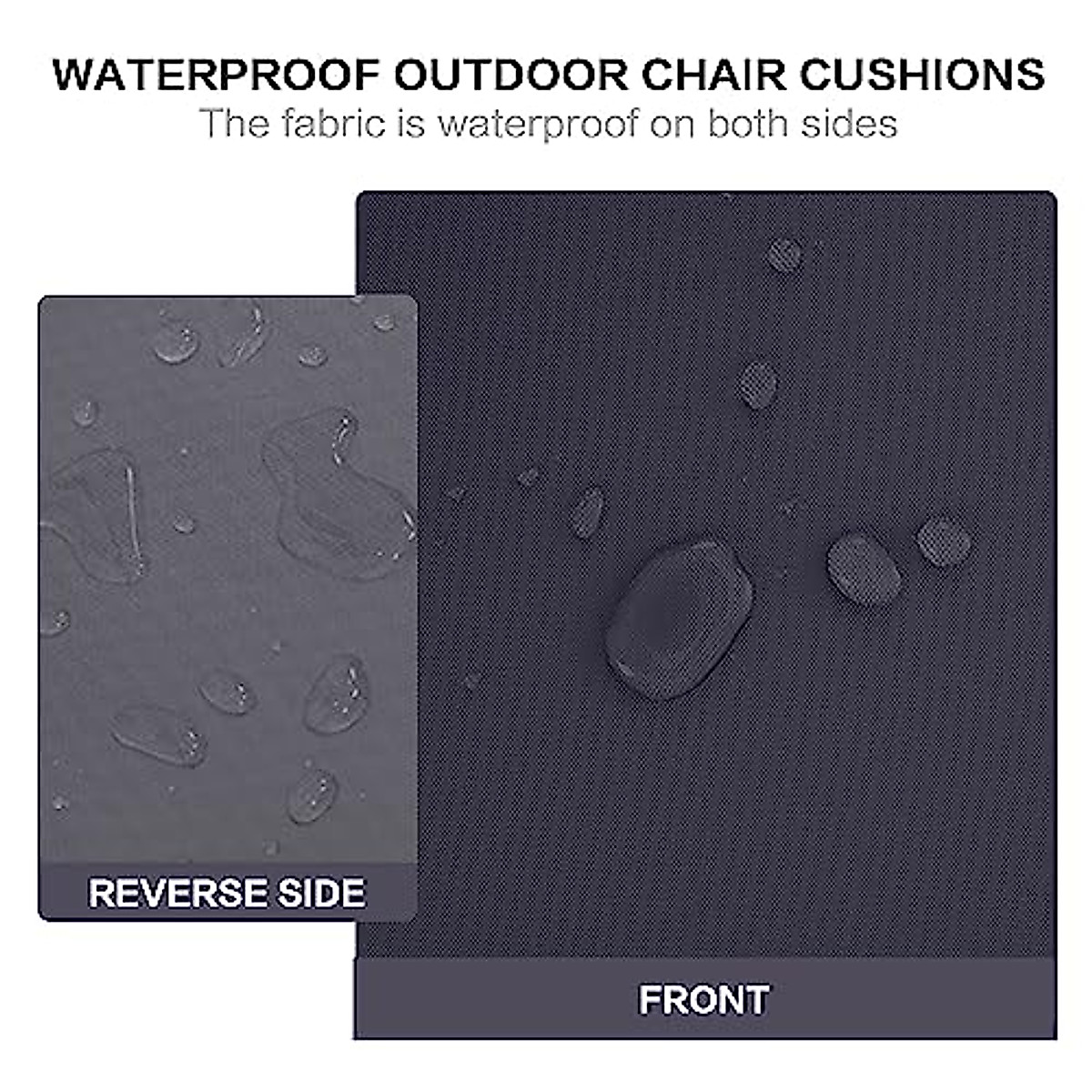 Faible Poisson Outdoor Chair Cushions, 22 x 22 Inch Waterproof Patio Furniture Back & Deep Seat Cushion Set with Handle and Anti-Slip Straps for Indoor Garden Camping, Plain Navy
