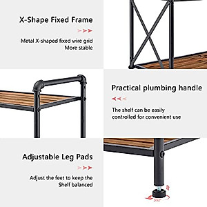 Tajsoon 5 Tier Bathroom Shelf Unit Free Standing Shelves, Widen Display Shelf, Multipurpose Storage Shelf for Bathroom, Kitchen, Entryway, Living Room, Industrial Style, Metal