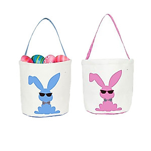 Easter Basket for Kids Easter Bunny Bag Easter Decorations (Blue - Glass)