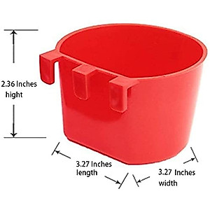 ORIBUKI Cage Cups Birds Feeders Seed Bowl Chicken Feeding Watering Dish Rabbit Water Food Hanging Wire Cages Box 8oz/16oz Coop Cups for Pet Parrot Parakeet Gamefowl Poultry Pigeon (10PCS Red)