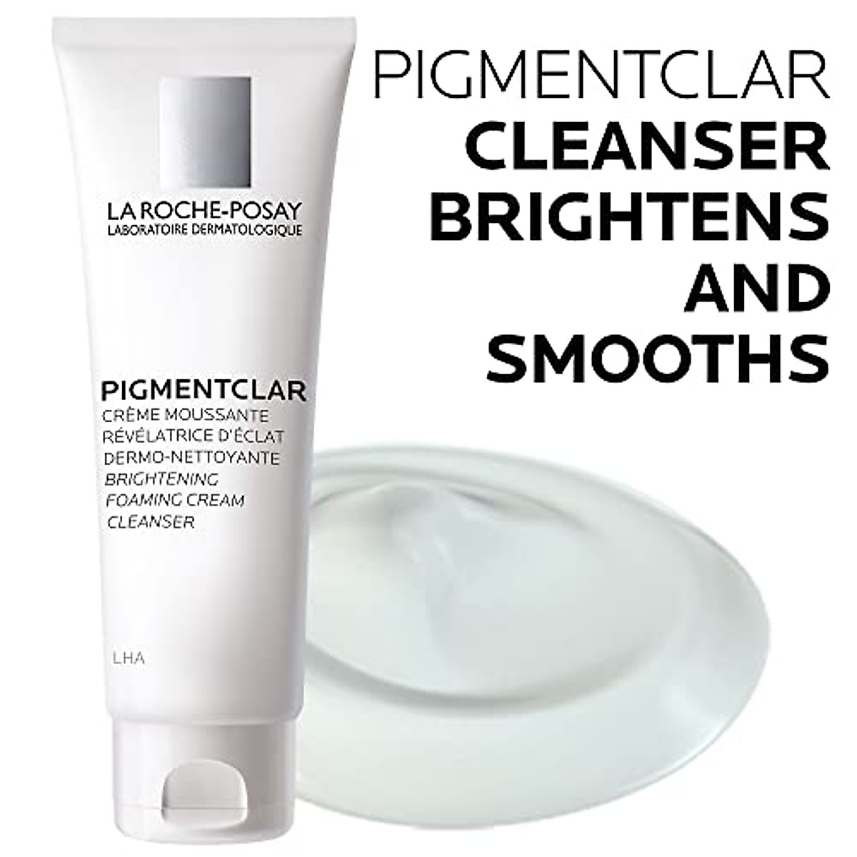 La Roche-Posay Pigmentclar Brightening Face Cleanser, Exfoliating Face Wash with LHAs, Dark Spot Remover and Skin Tone Brightening, Fragrance Free Foaming Cream Cleanser