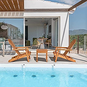 JINGTAO HGFDYKJ 3 Pieces Adirondack Chair Outdoor Patio Furniture Set with Wood Table, Premium HDPE All-Weather Poly Lumber Folding Adirondack Chair for Backyard, Lawn, Poolside, Garden