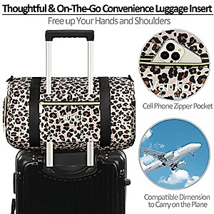 Gym Bag for Women with Shoe Compartment Waterproof, Sports Duffle Bag for Travel Duffel Weekender Carry on Beach Yoga Overnight Luggage Mommy Maternity Hospital Bag Leopard Print 17.5 Inch